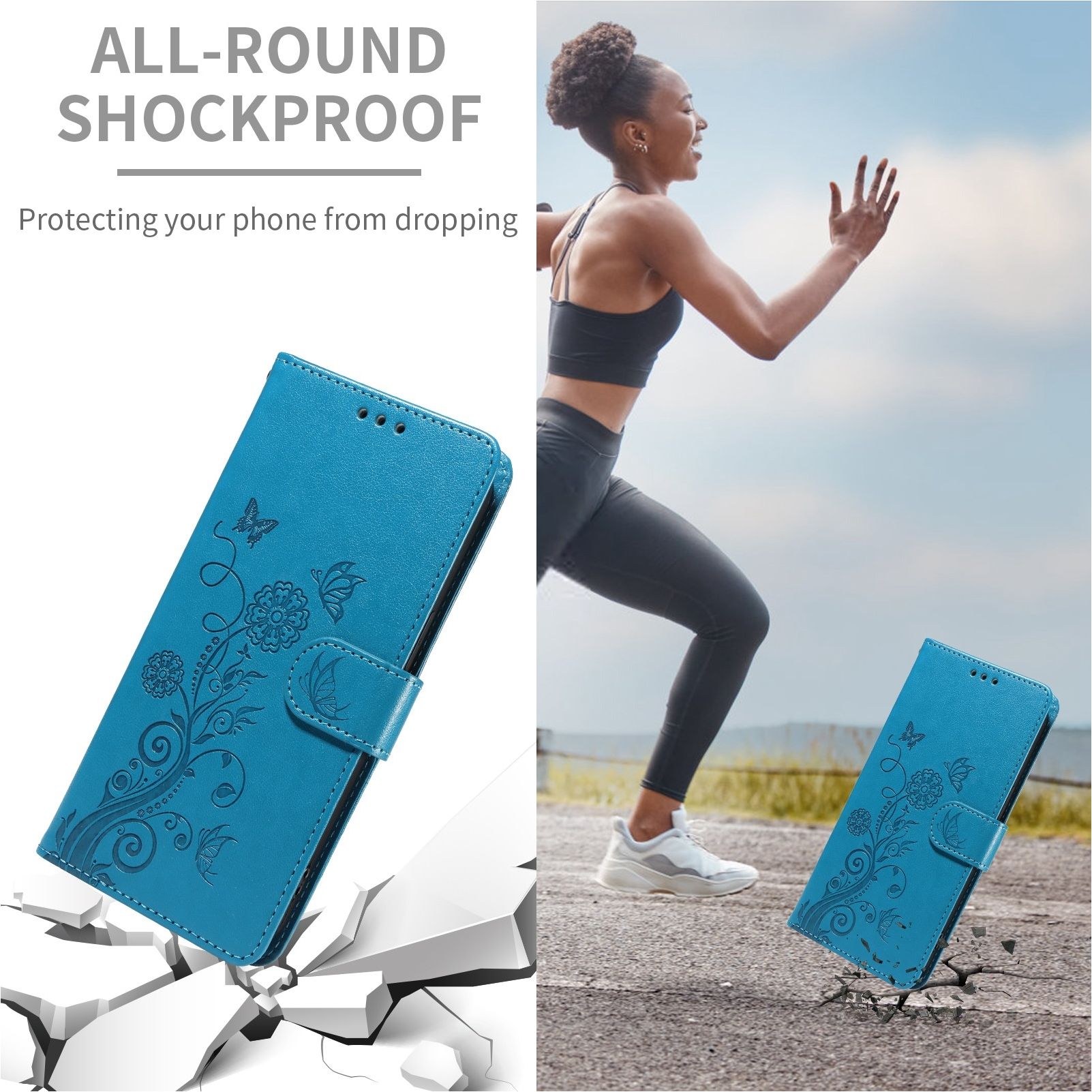 Mobigear Flowers Housse Samsung Galaxy A16 Etui Porte-Monnaie - Bleu 11-8502021 - coquedirect.fr